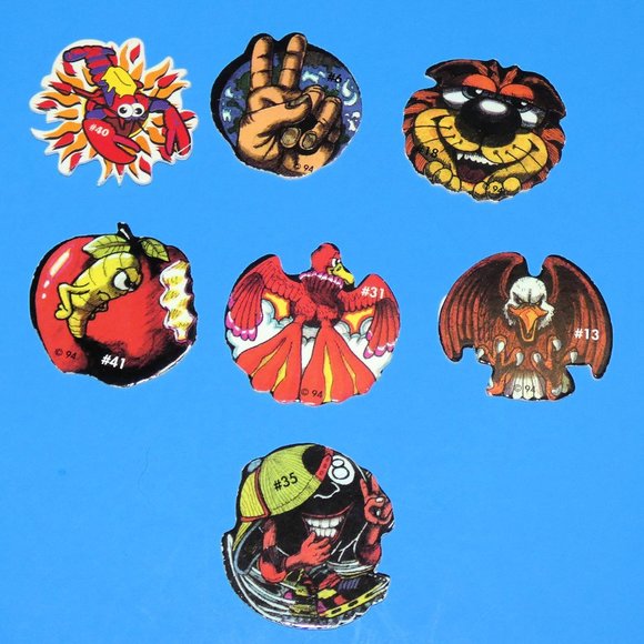 Toys | Cut Out Pogs Lot Shaped Eagle Lobster 8 Ball Cat Apple Worm ...